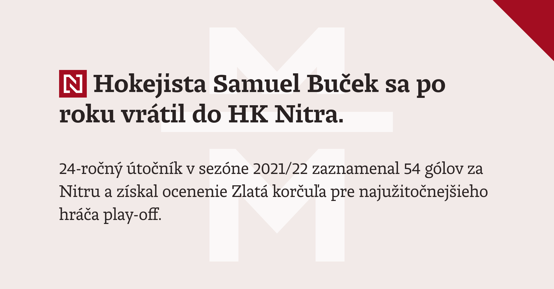 Hokejista Samuel Buček sa po roku vrátil do HK Nitra