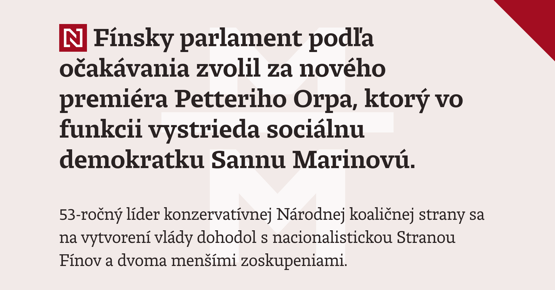 Fínsky parlament podľa očakávania zvolil za nového premiéra Petteriho Orpa
