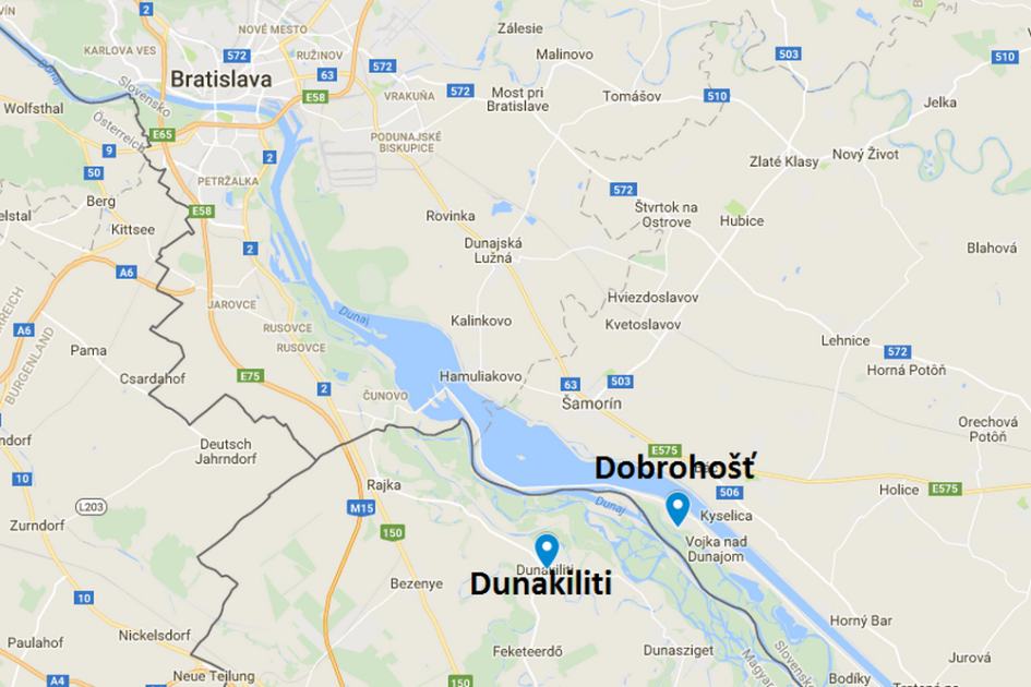 Staré koryto Dunaja na slovensko-maďarskej hranici pod Bratislavou ...