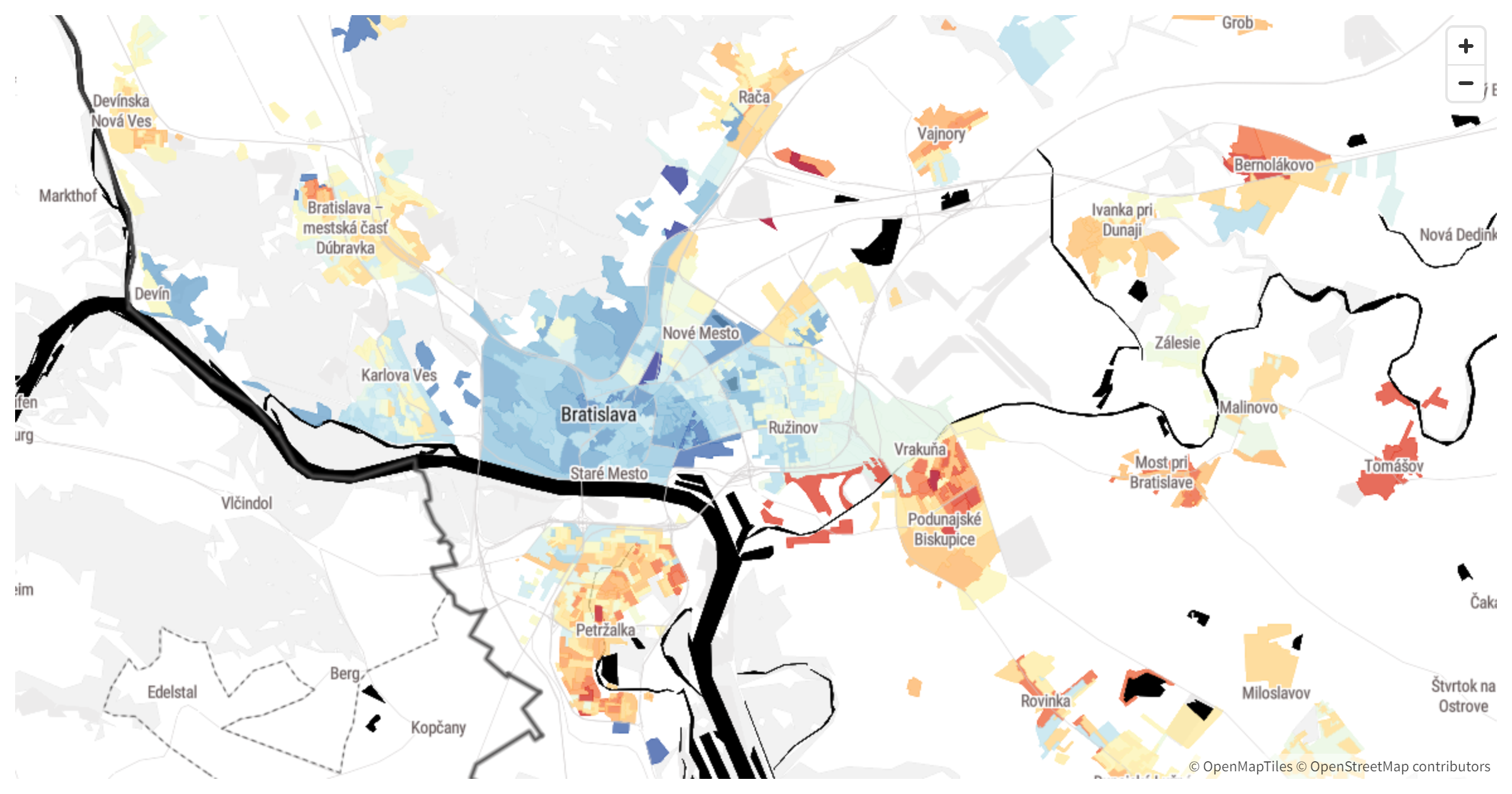 Unikátna mapa: Pozrite si, ako v Bratislave a jej okolí volili vaši susedia