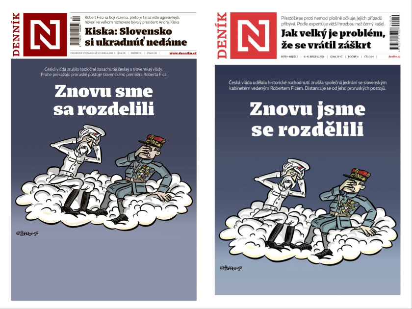 Slovenský Denník N a český Deník N zajtra vyjdú s rovnakou titulnou stranou papierového vydania ...