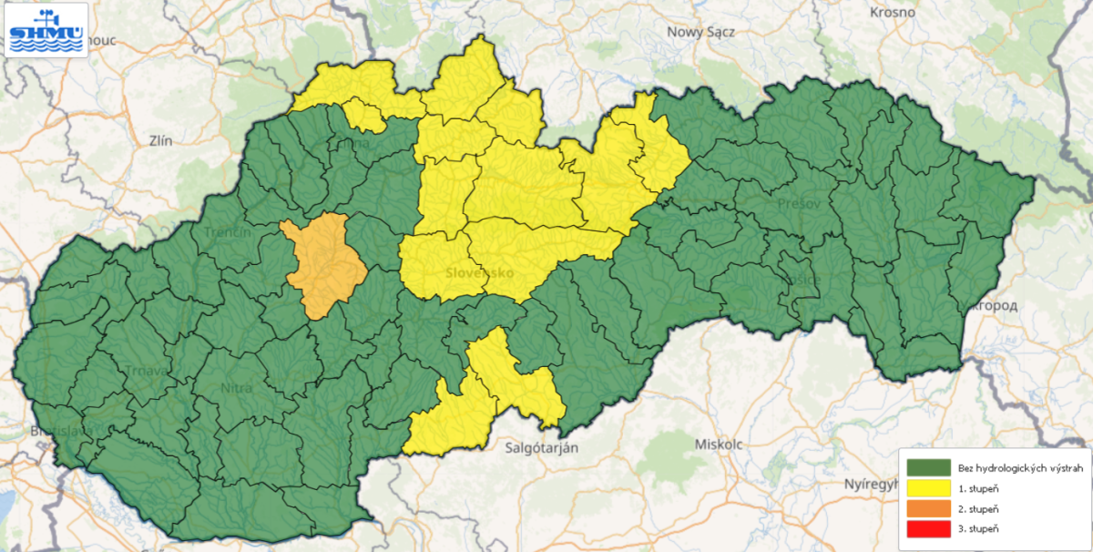 SHMÚ vydal kvôli očakávaným prívalovým dažďom hydrologické výstrahy